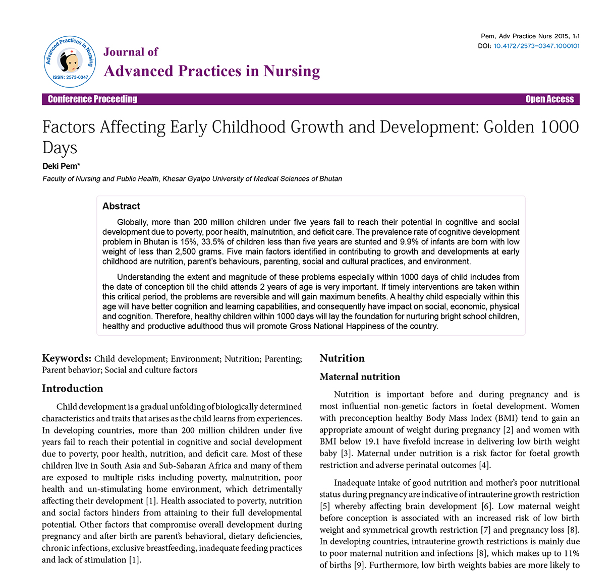 Factors Affecting Early Childhood Growth and Development- Golden 1000 ...