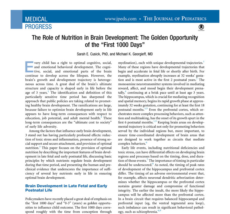The Role of Nutrition in Brain Development- The Golden Opportunity of ...